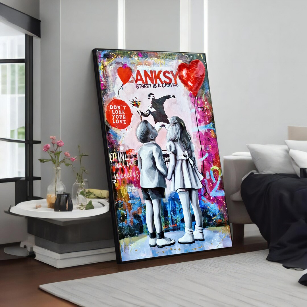 Colors of Innocence: Children and Balloons by Banksy Canvas Painting ...