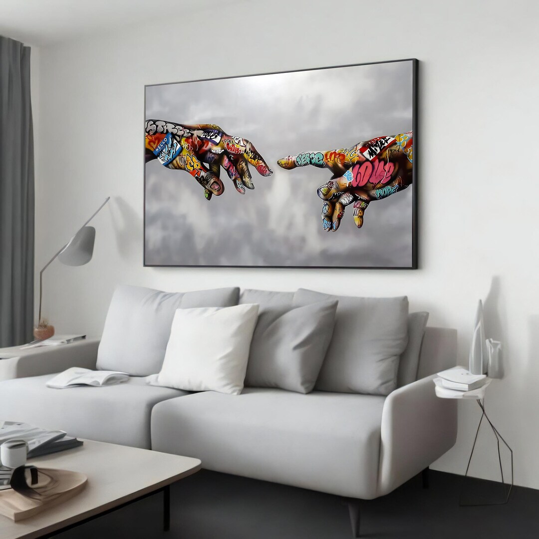 Power of Art: Hands and Creation Canvas Painting, Graffiti Street Art ...
