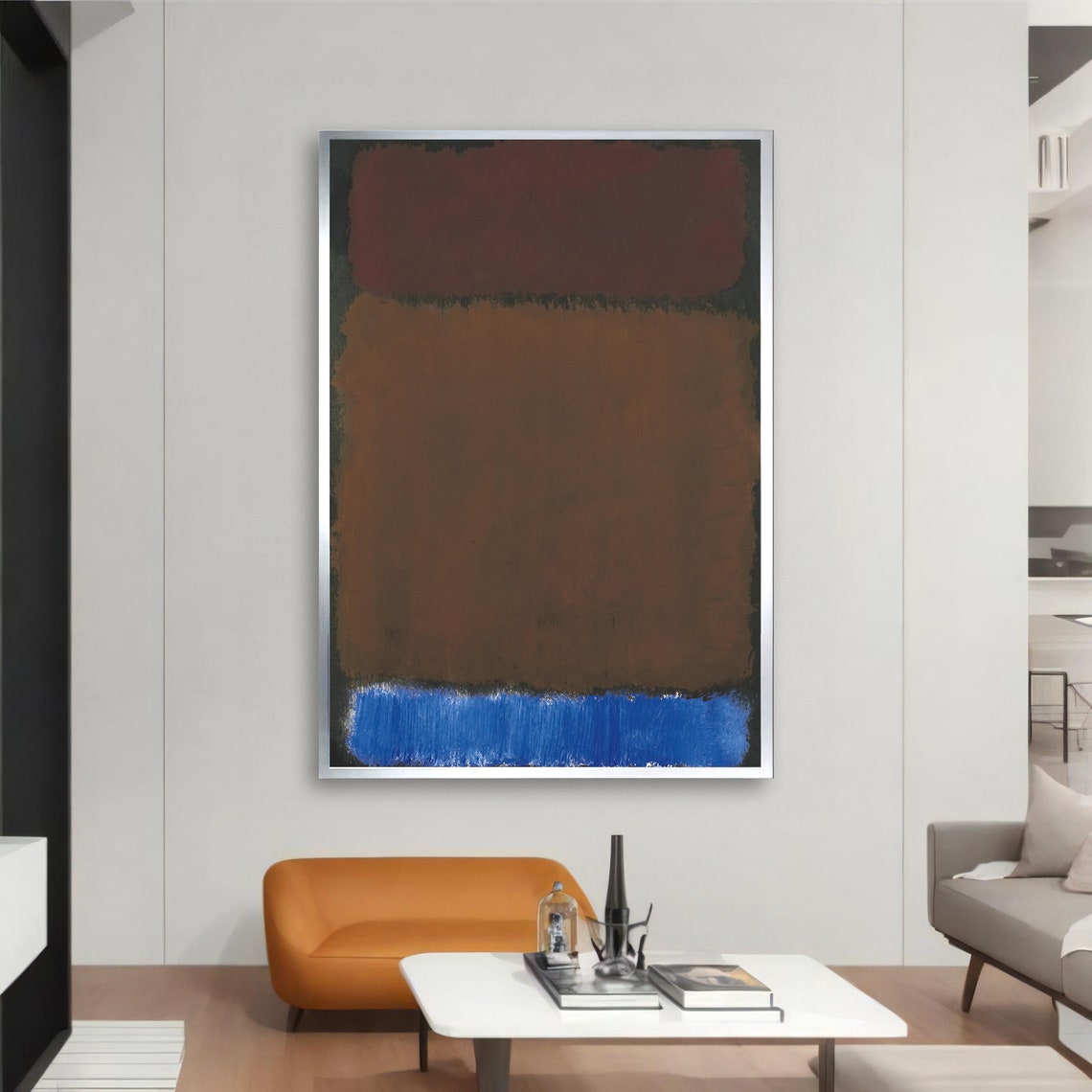 Mark Rothko Style Abstract Art, Blue and Brown Canvas Painting ...