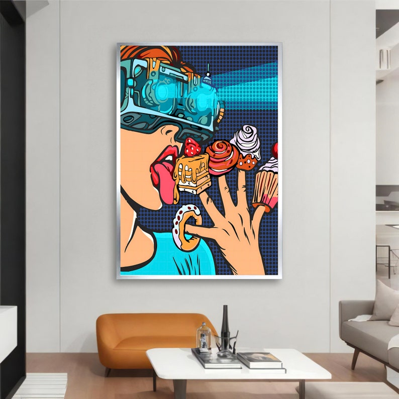 VR Goggles and Sweets Pop Art Style Graffiti Canvas Print, Banksy ...