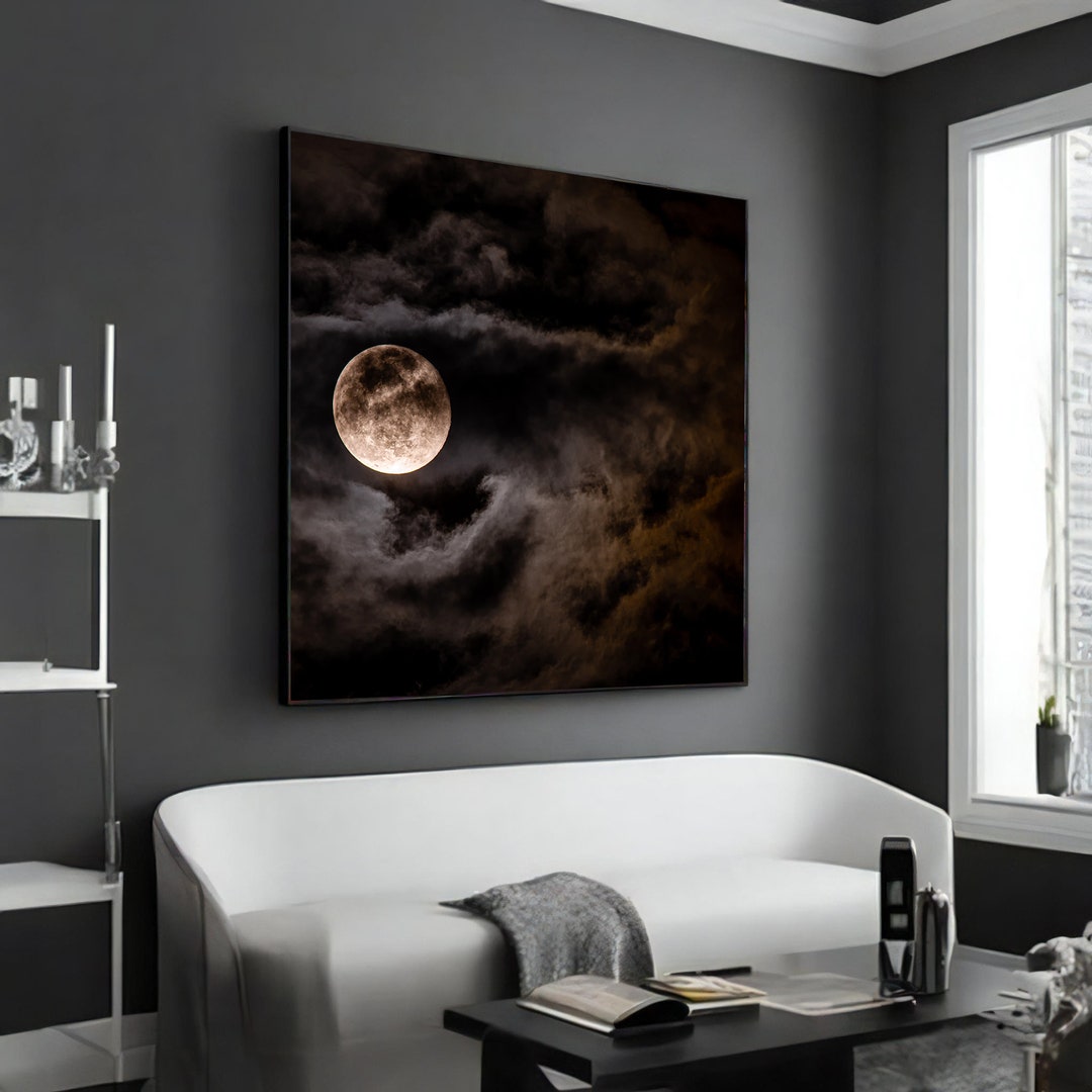 Mystery of the Full Moon: Moon Shining Among the Clouds Landscape ...