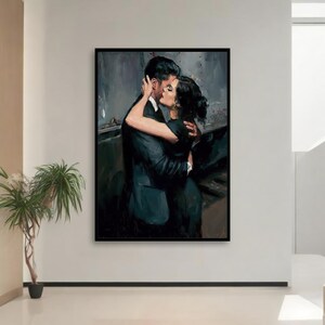 Romantic Moments: Dancing Couple Canvas Painting - Modern Wall Decor ...