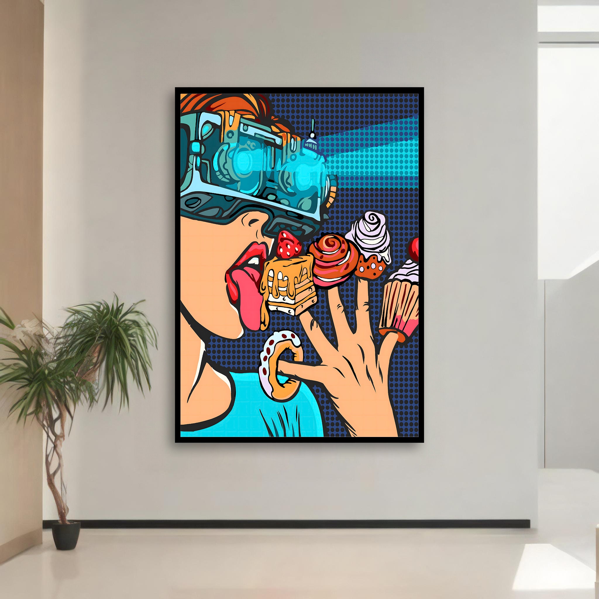 VR Goggles and Sweets Pop Art Style Graffiti Canvas Print, Banksy ...