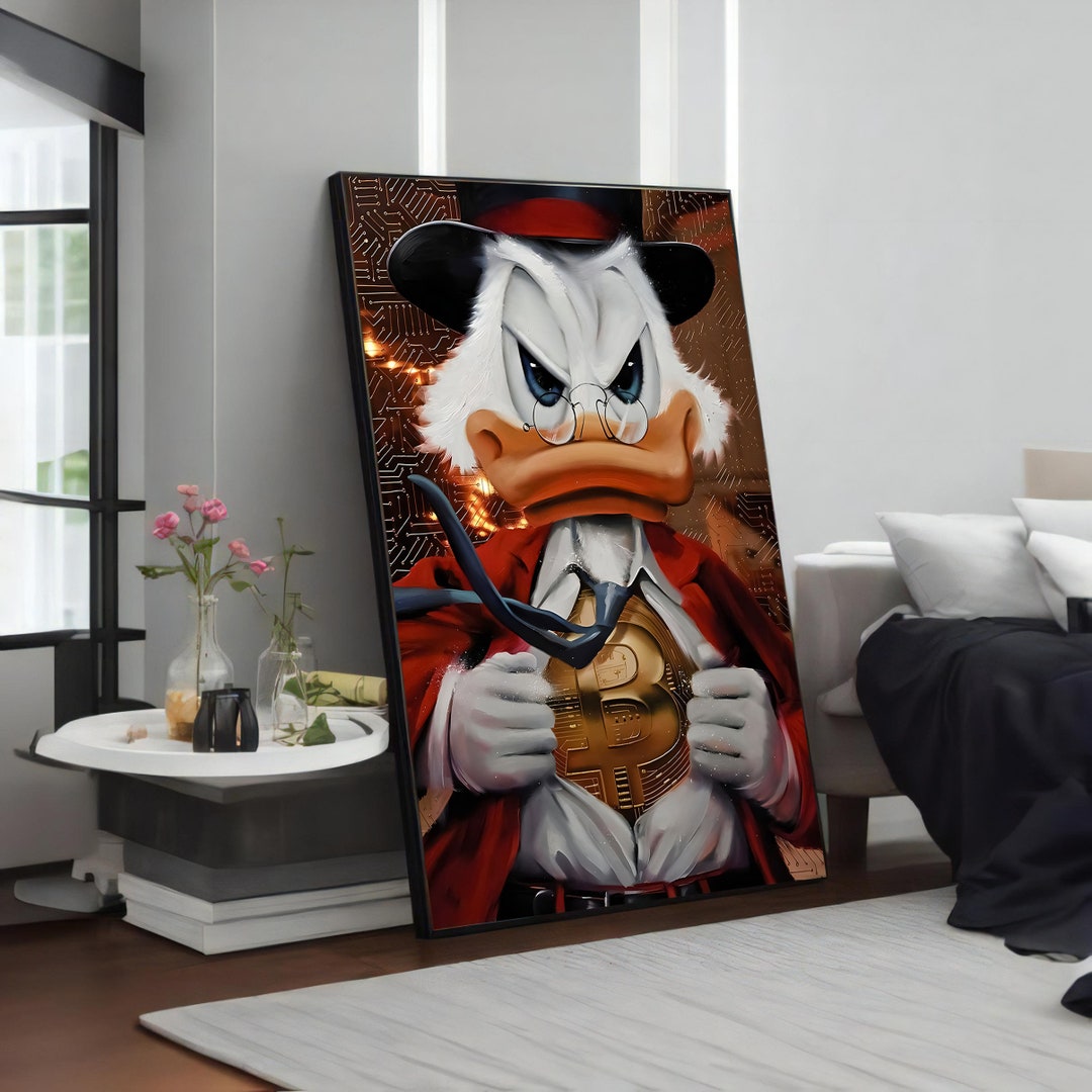 Hero of the Crypto World: Bitcoin Duck Canvas Painting, Graffiti Wall ...