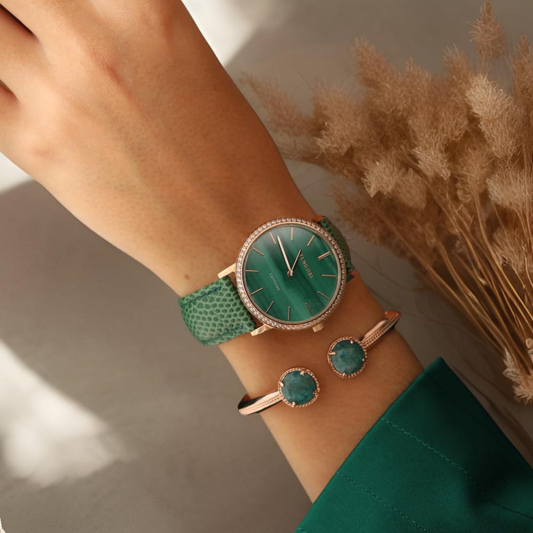 Malachite Watch,natural Stone Watch,gemstone Watch,swiss Watch,ladies ...
