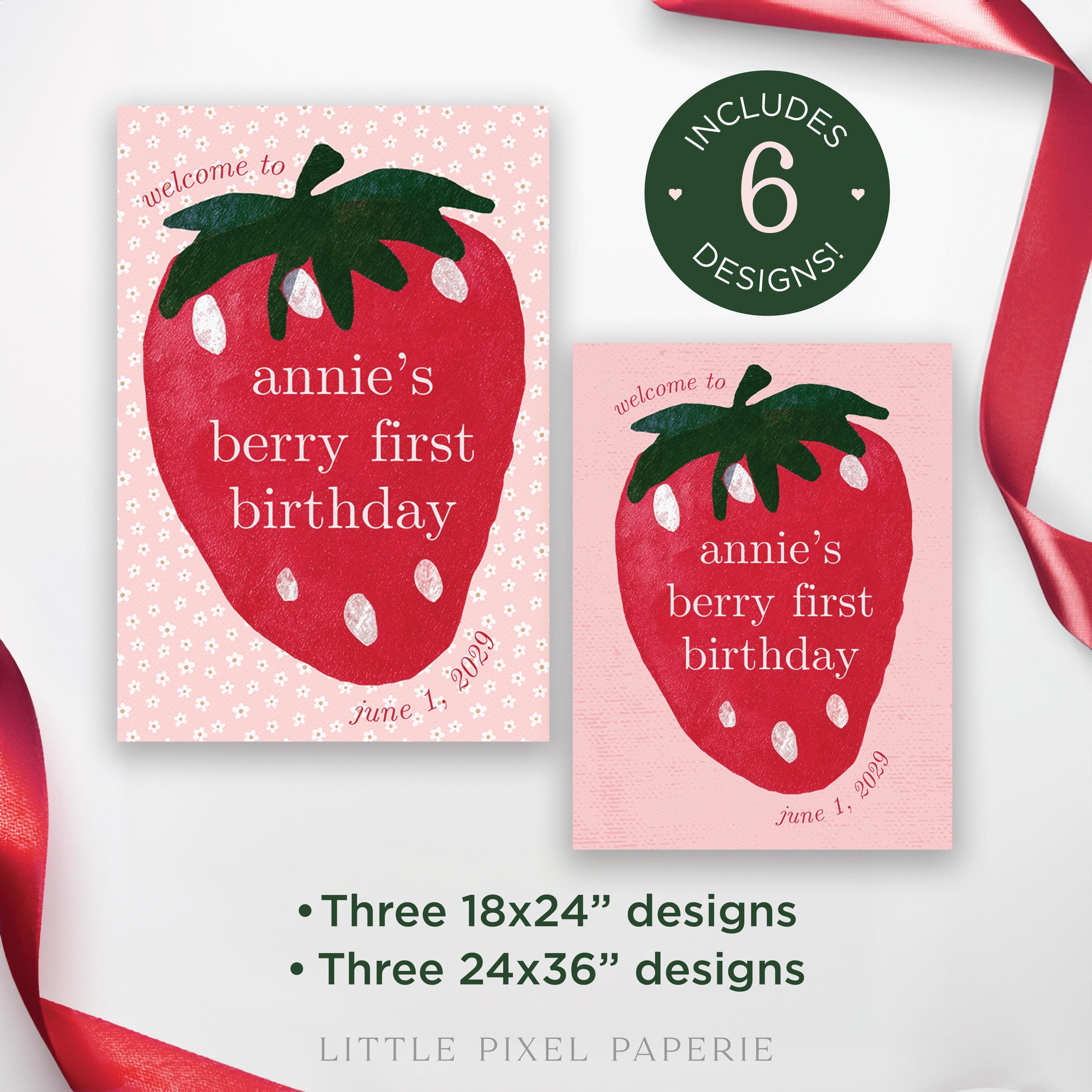 Berry First Birthday Welcome Sign, 1st Birthday Party Poster ...