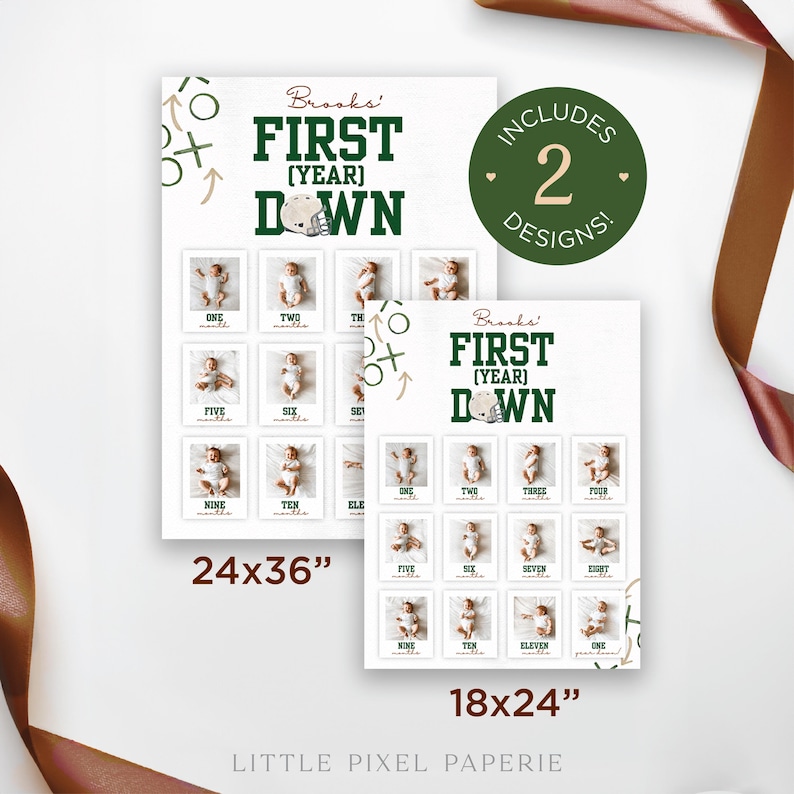 First Year Down 12 Months Birthday Photo Sign, Twelve Monthly Milestone ...