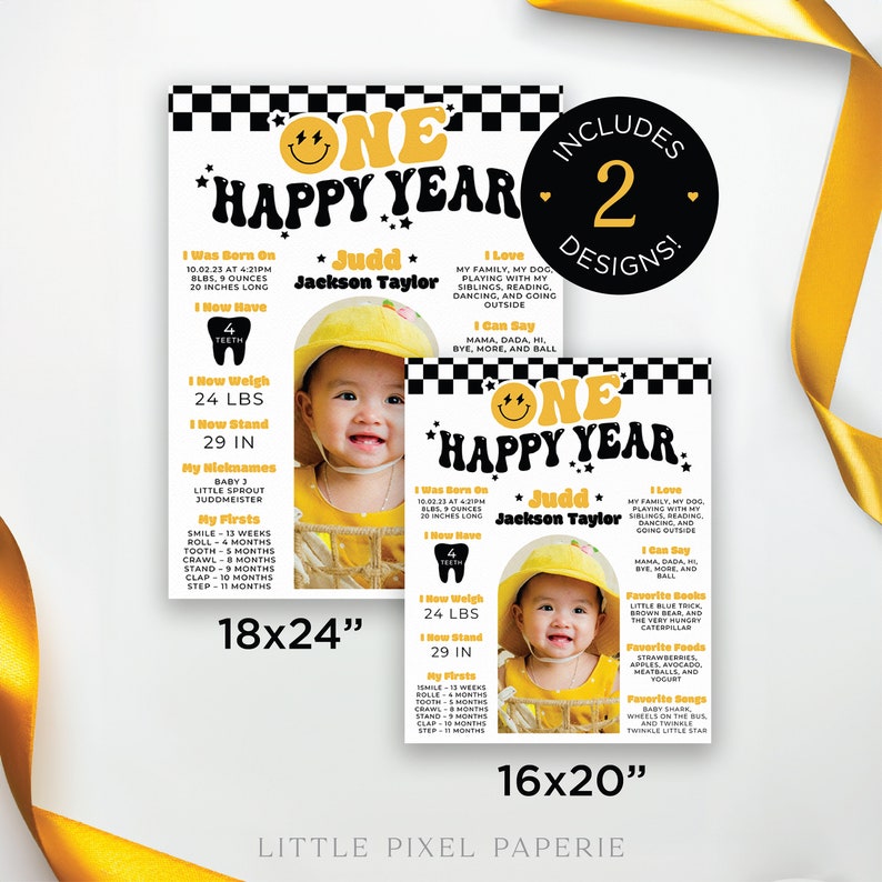 One Happy Dude First Birthday Milestone Sign, 1st Birthday Party Poster ...