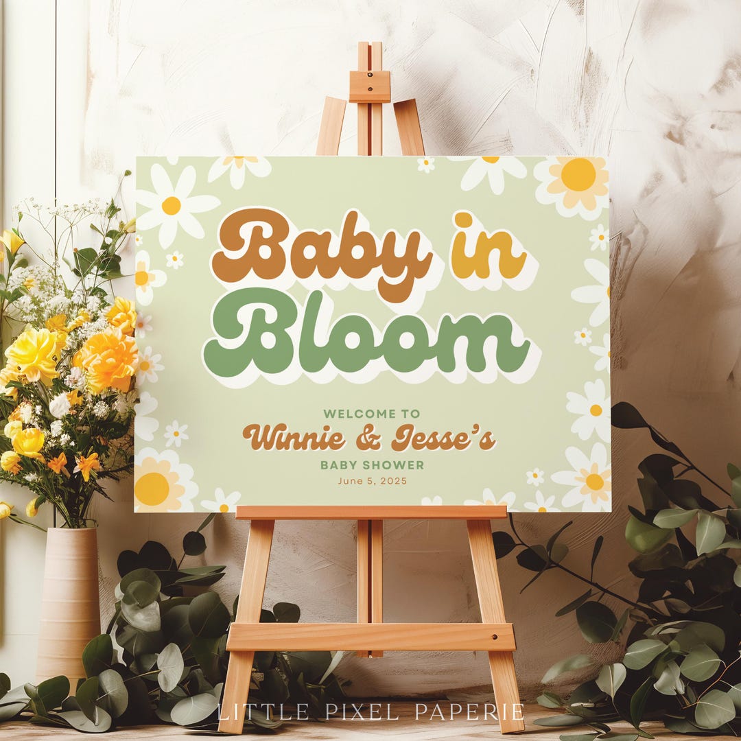 Baby in Bloom Gender Neutral Baby Shower Welcome Sign, Unisex Poster ...