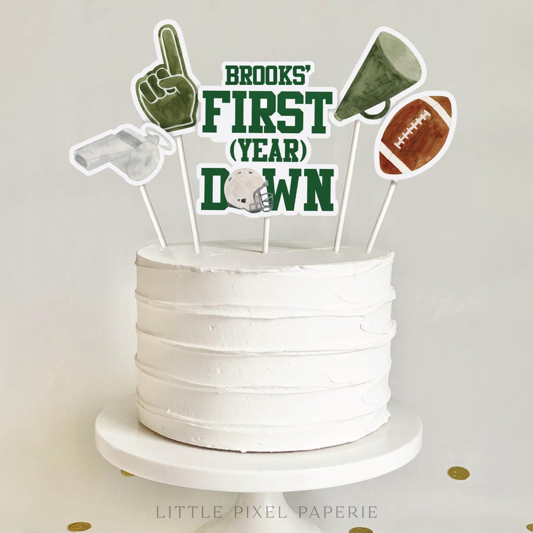 First Year Down Cake Topper Template, Boy 1st Birthday Decorations ...