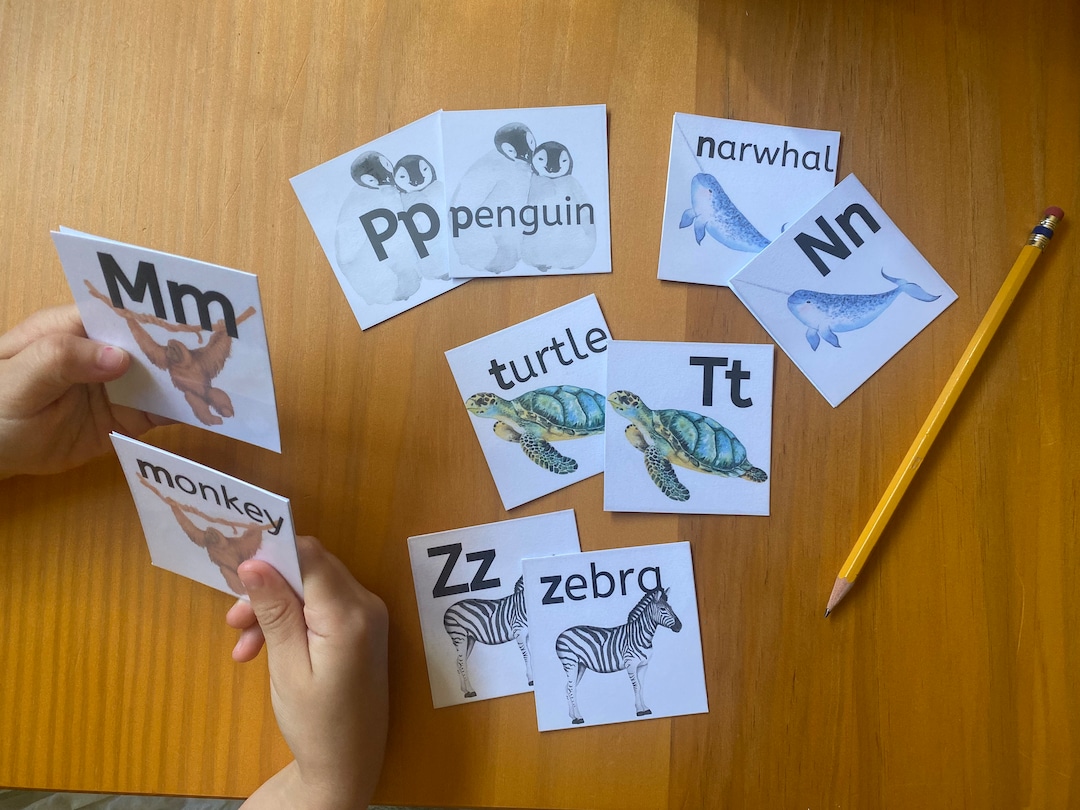 Animal Alphabet Letters and Sounds Memory Game - Etsy