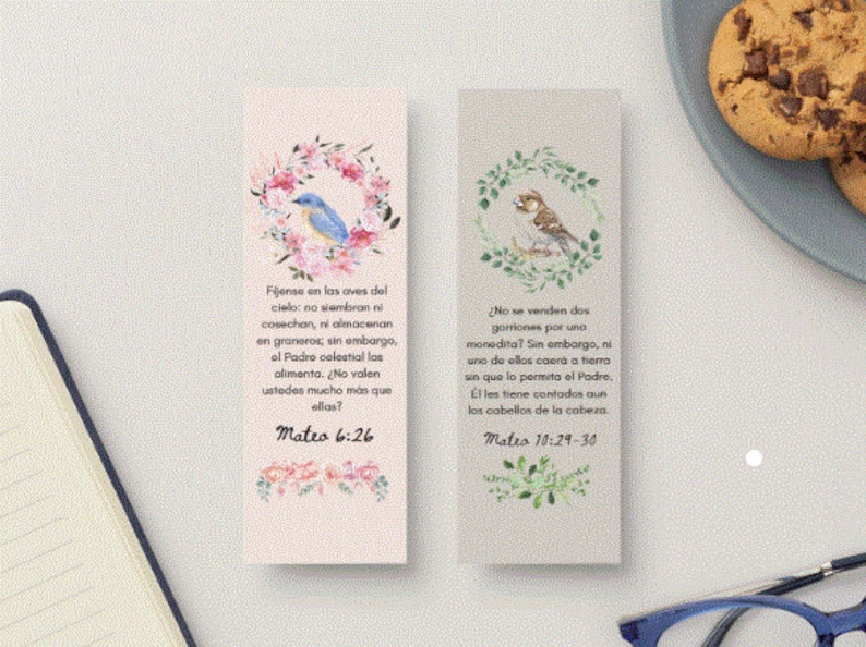 Christian Bookmarks With Bible Verses in Spanish, Marcapáginas ...