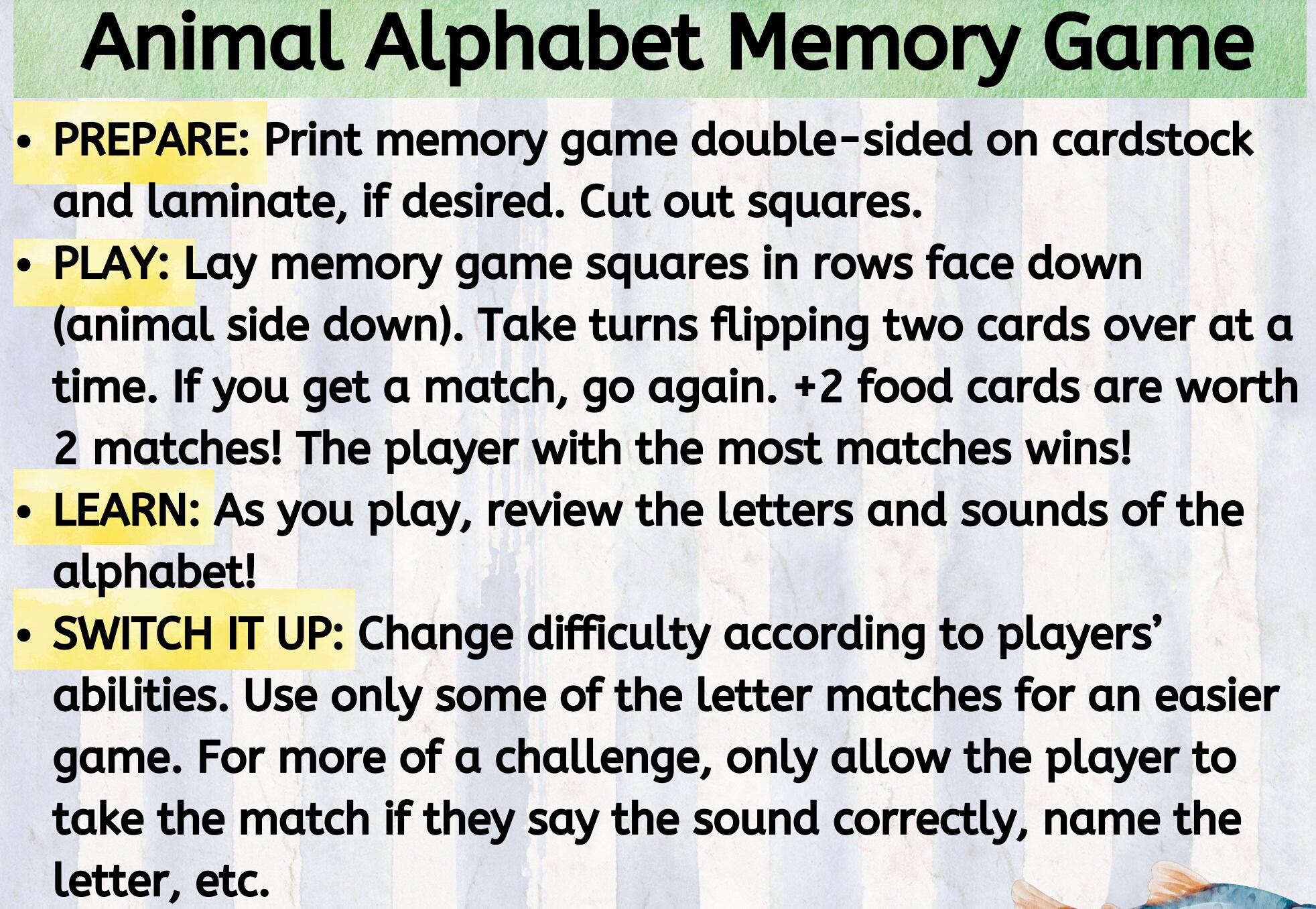 Animal Alphabet Letters and Sounds Memory Game - Etsy