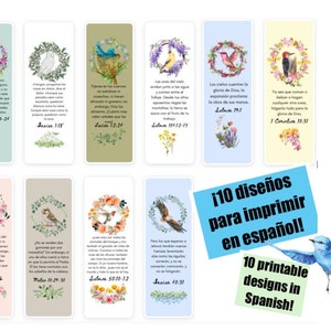 Christian Bookmarks With Bible Verses in Spanish, Marcapáginas ...