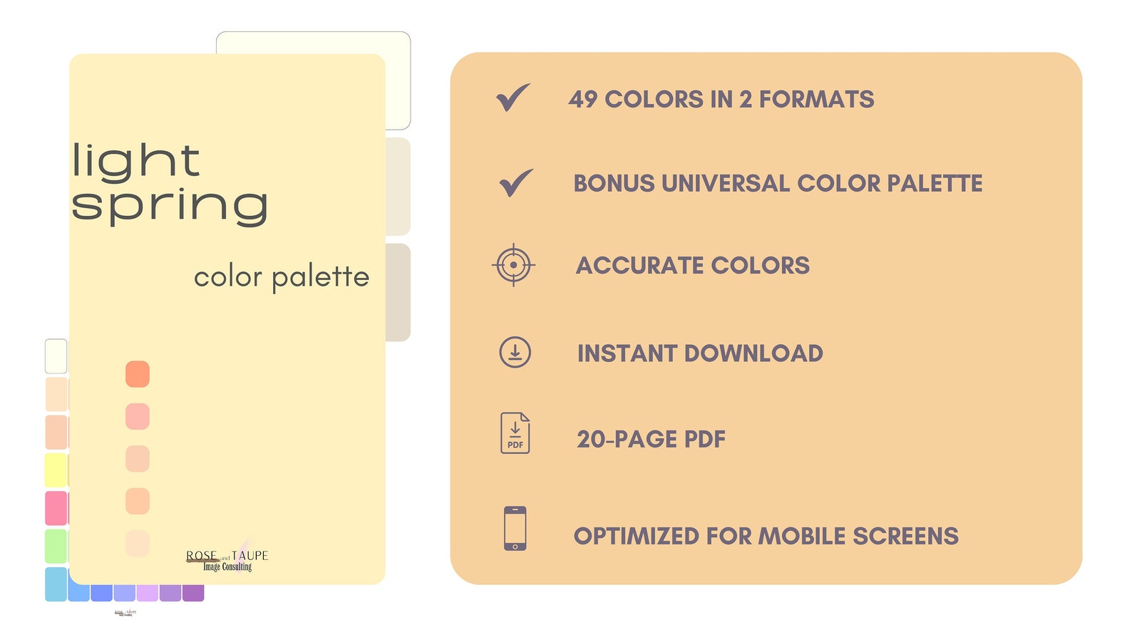 Light Spring Digital Color Palette Color Analysis Spring Color Swatch ...