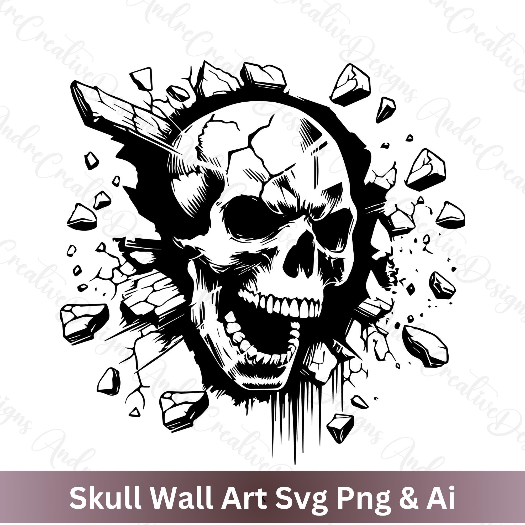 Skull in the Wall Vector | Skull Svg | Svg Vector File | Clipart ...
