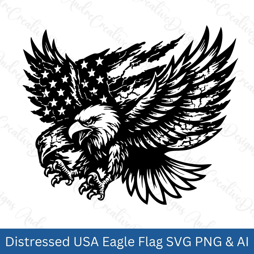 Distressed Eagle With American Flag SVG, Patriotic Svg, 4th of July PNG ...