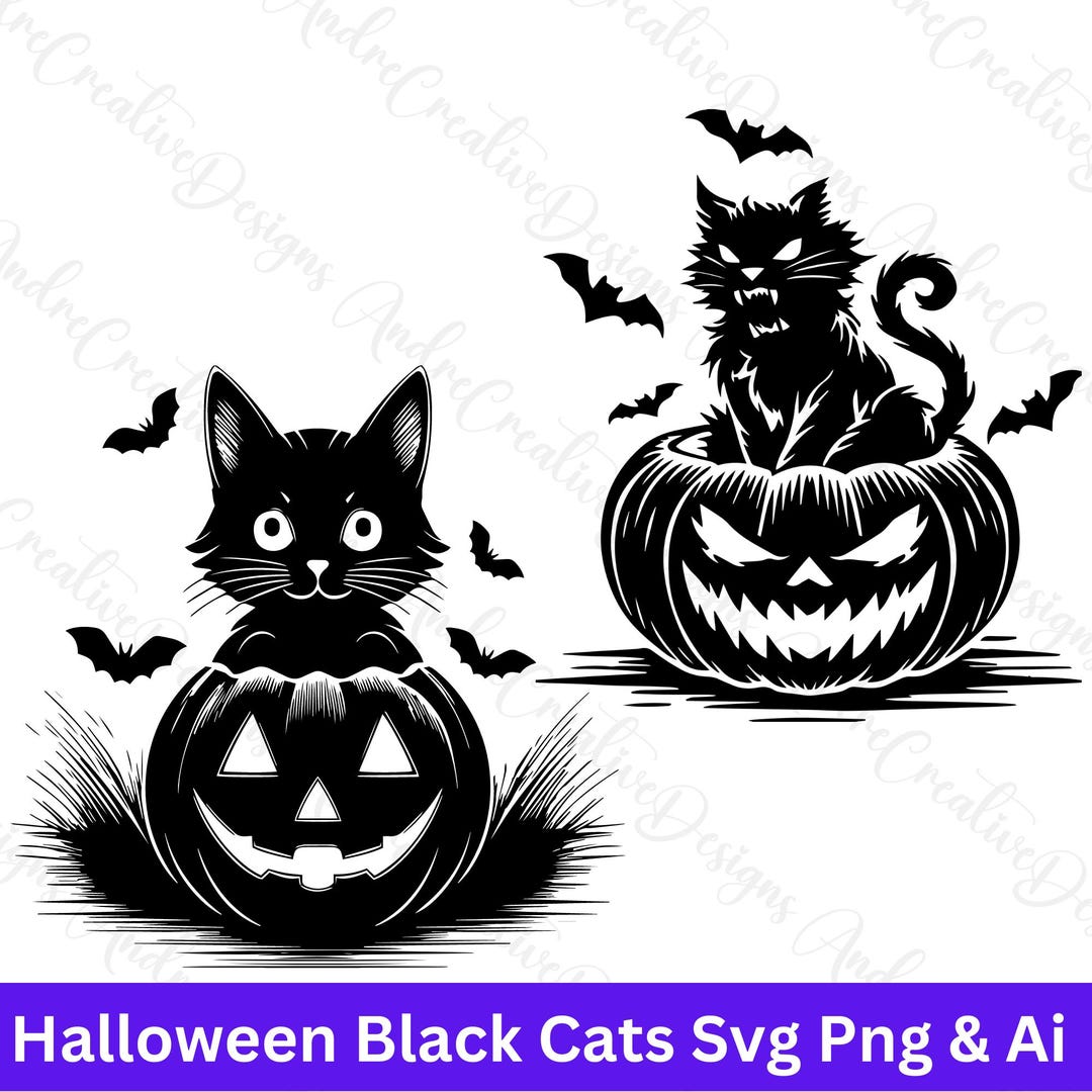 Cute Evil Halloween Cat Svg | Pumpkin Spooky Season Png Svg | Halloween ...