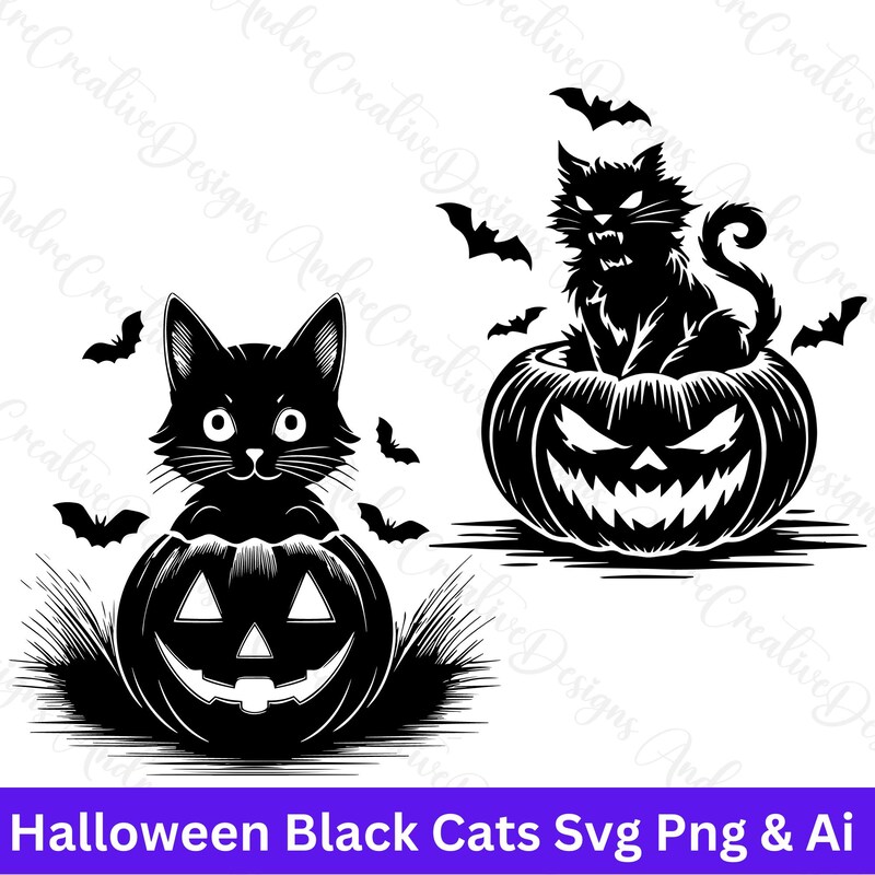 Halloween Cat Svg - Etsy