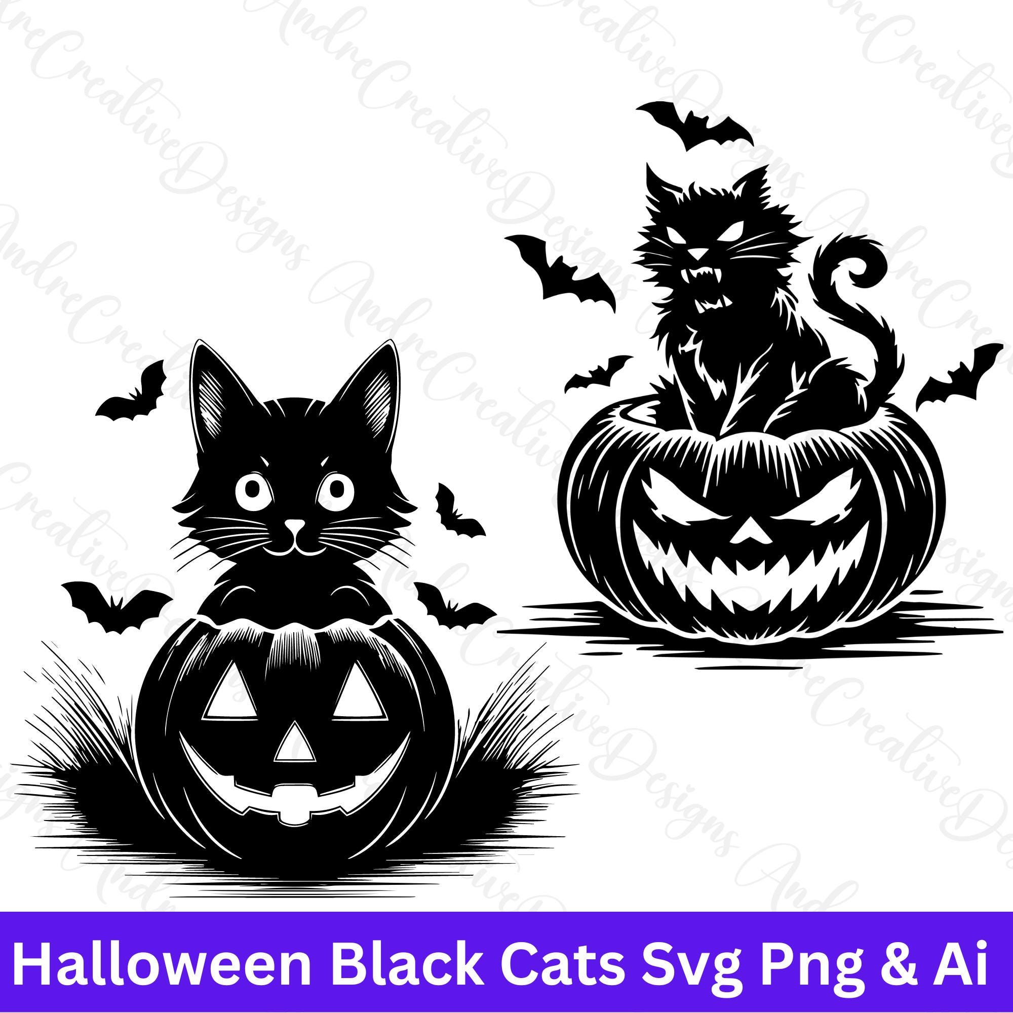Cute Evil Halloween Cat Svg | Pumpkin Spooky Season Png Svg | Halloween ...