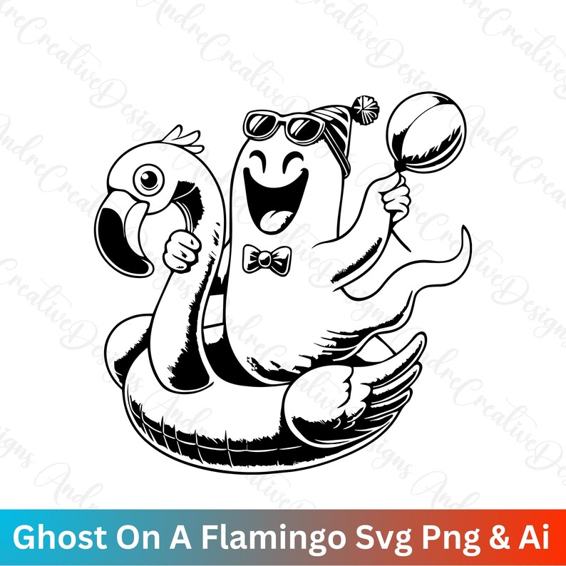 Ghost on A Pool Flamingo Svg | Summer Ghost Clipart | Funny Spooky ...
