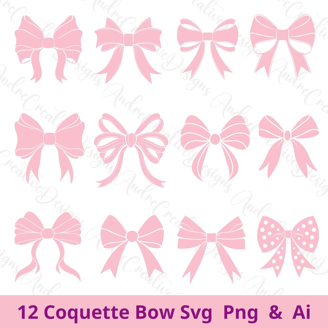 Pink Coquette Bow Bundle Svg | Coquette Ribbon Bow Svg | Coquette ...