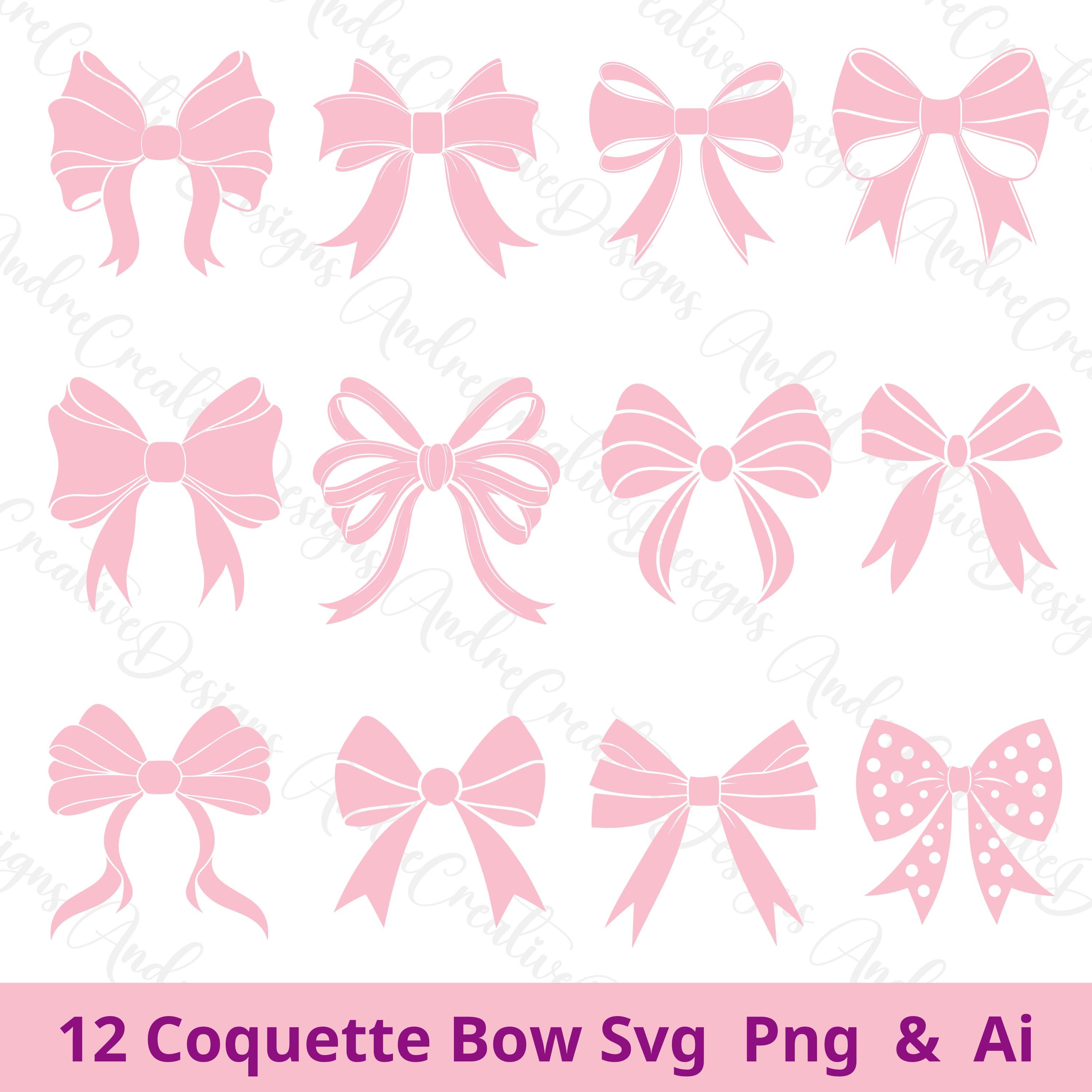 Pink Coquette Bow Bundle Svg | Coquette Ribbon Bow Svg | Coquette ...