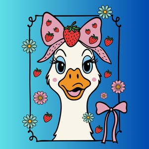 Strawberry Goose SVG PNG | Summer Goose Mama PNG | Coquette Strawberry ...