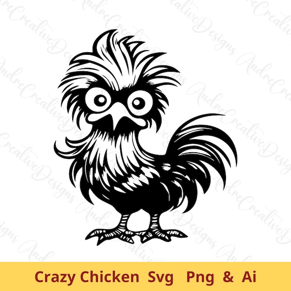 Crazy Chicken Svg - Etsy