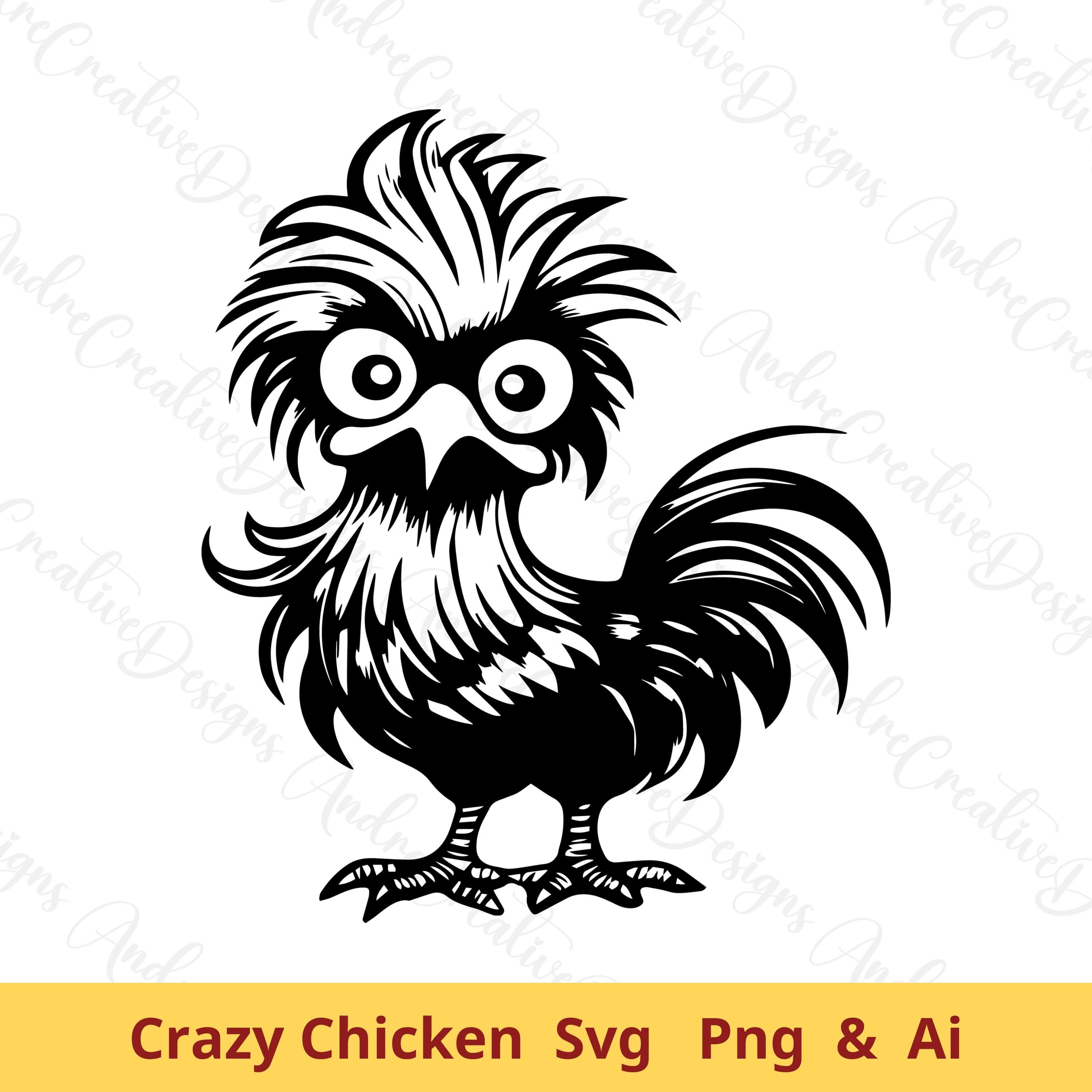 Crazy Chicken Svg | Chicken Vector Image | Funny Chicken Svg | Chicken ...