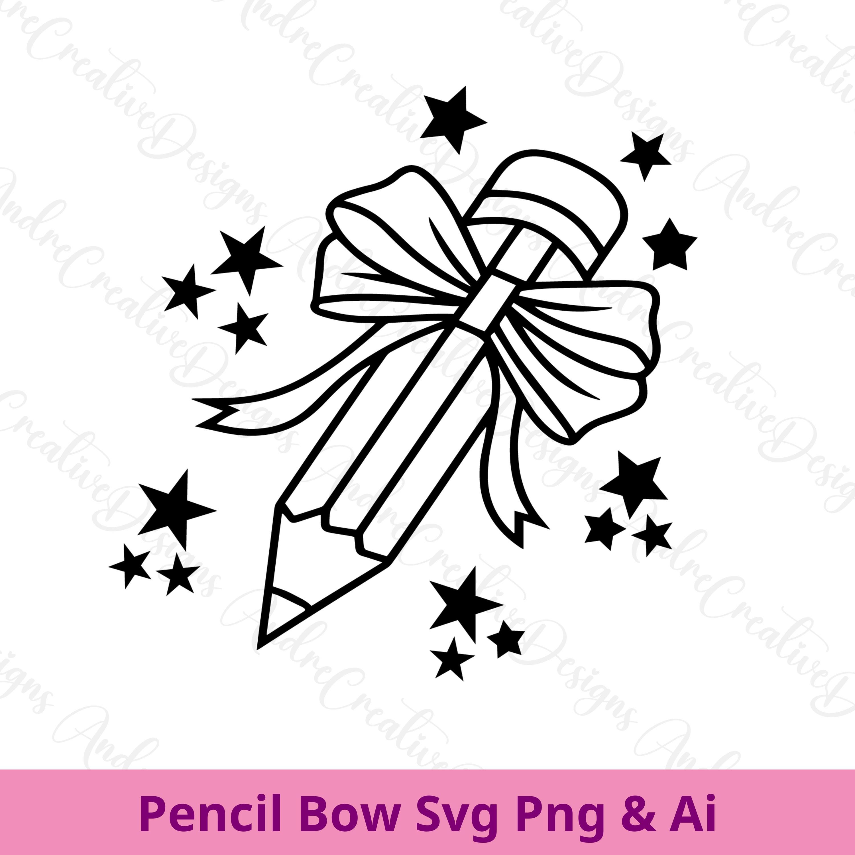 Pencil Bow Svg | Teacher Pencil Svg | Coquette Clipart | Bow Svg ...