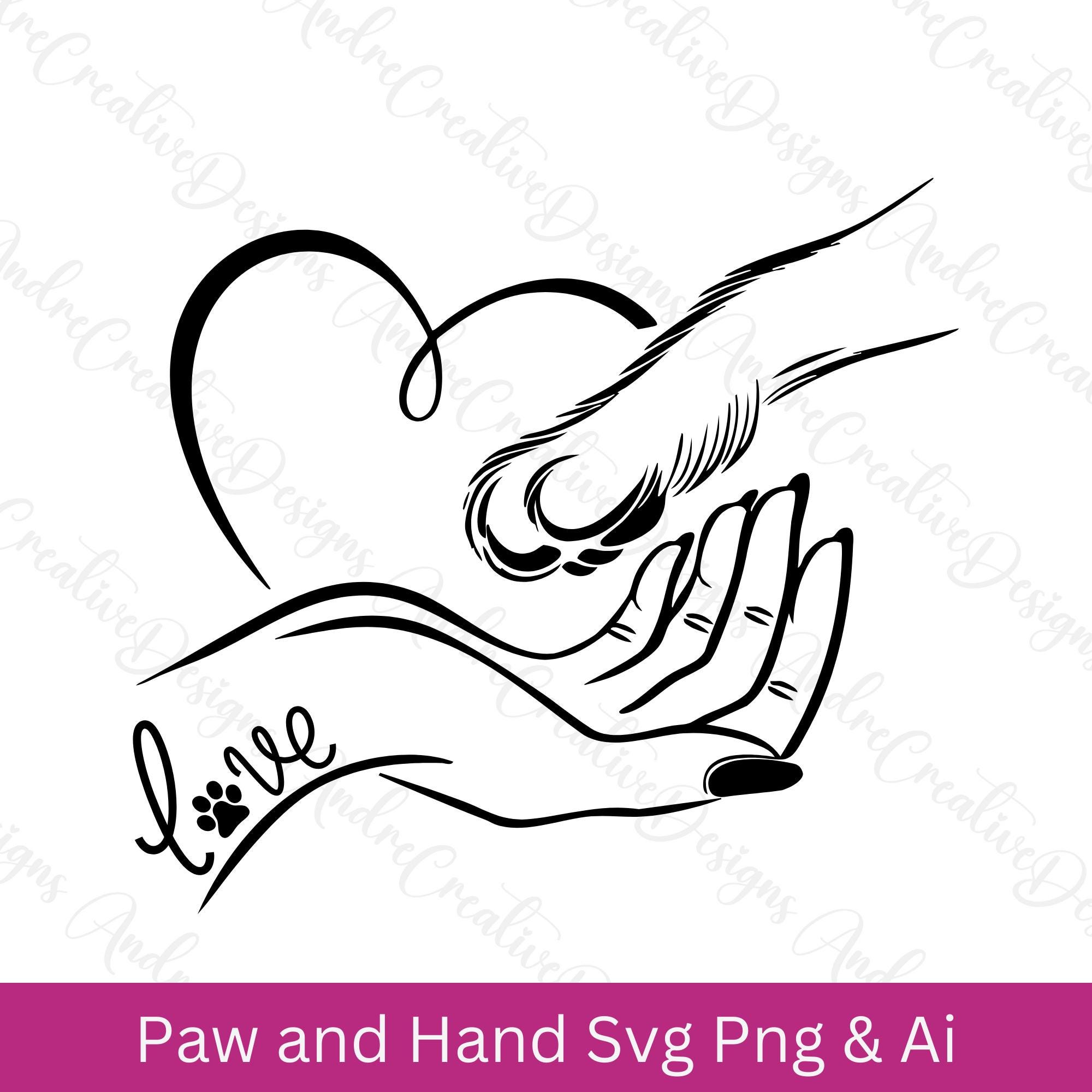 Paw and Hand SVG Png, Paw Love SVG, Mom Pet Love Svg, Dog Mom Svg, Dog ...