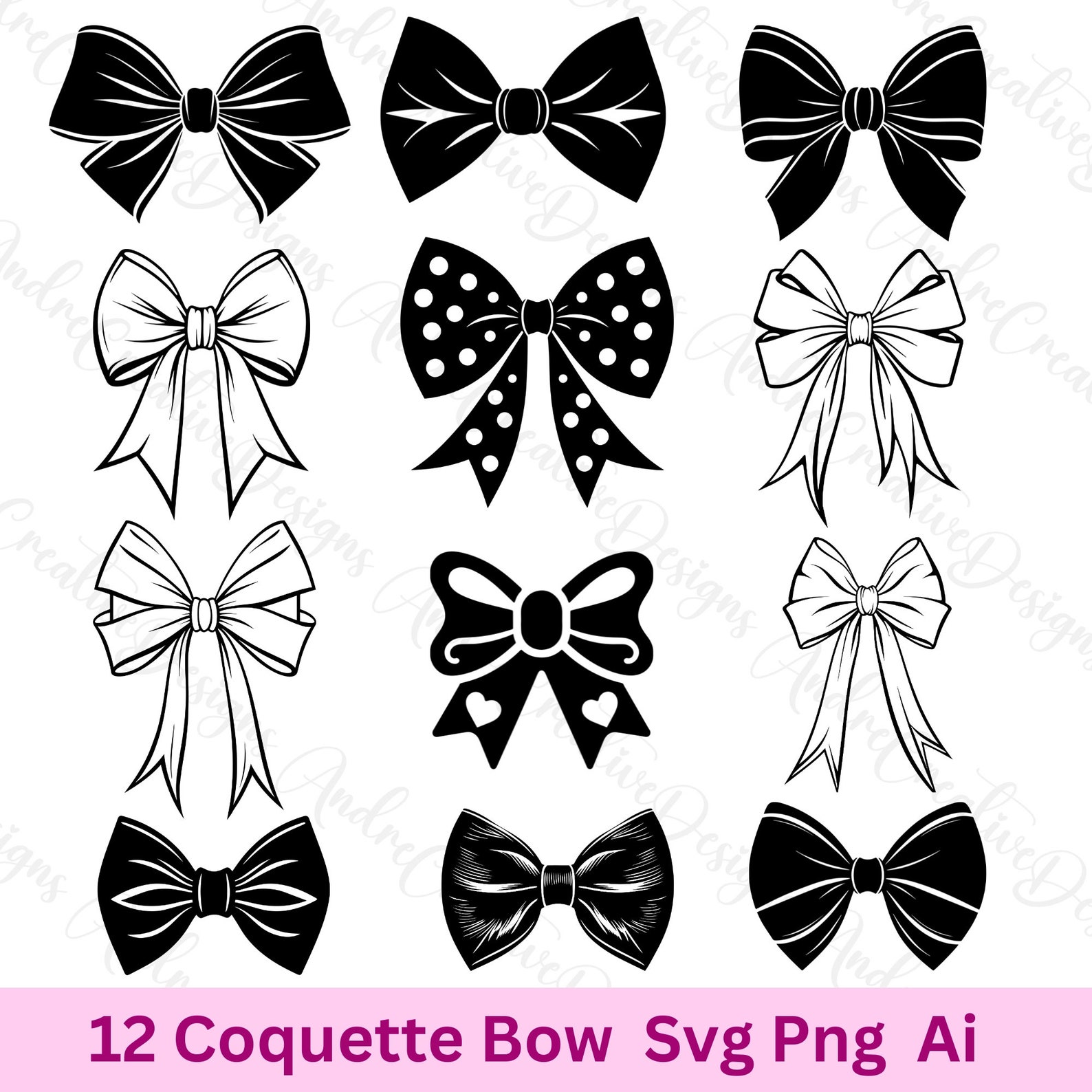 Black Coquette Bow Bundle Svg | Coquette Ribbon Bow Svg | Coquette ...