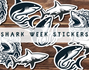 Kitty Shark Week Stickers - Etsy