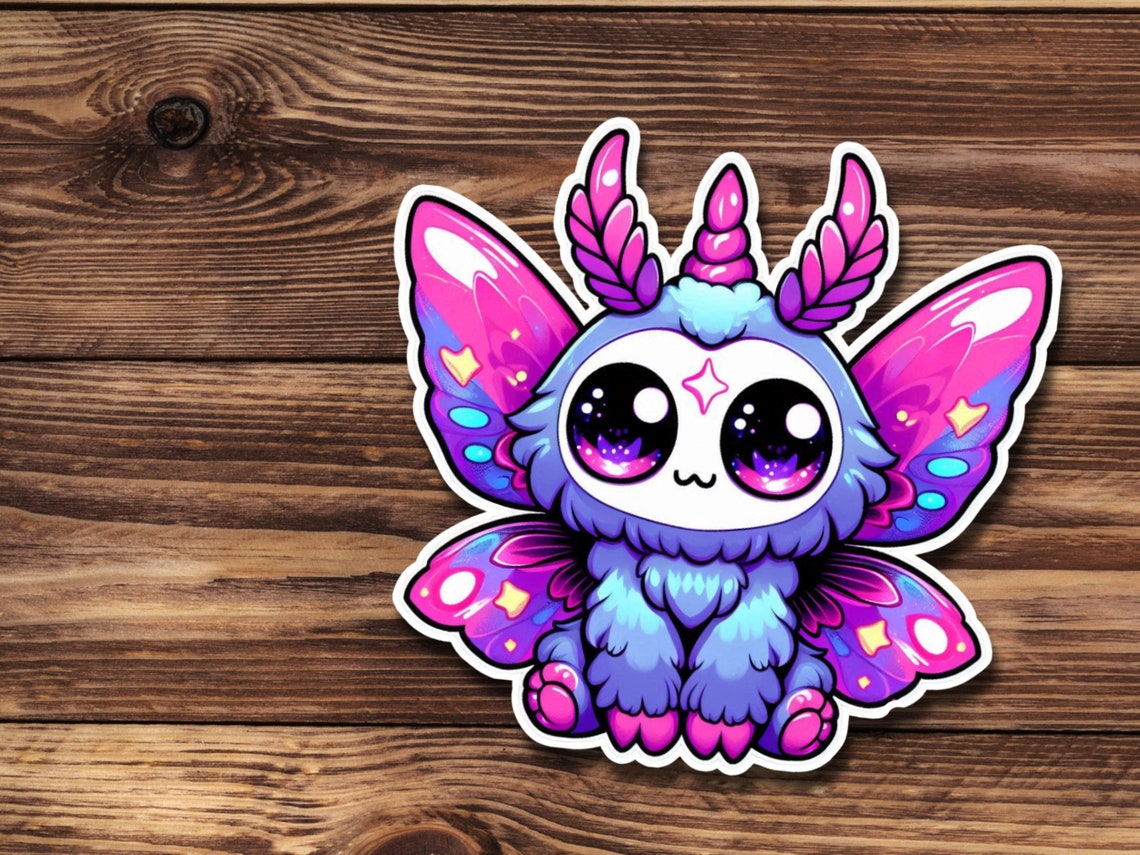 Mothman Sticker | Cryptid Cuties, Lisa Frank Style Vinyl Decal - Etsy