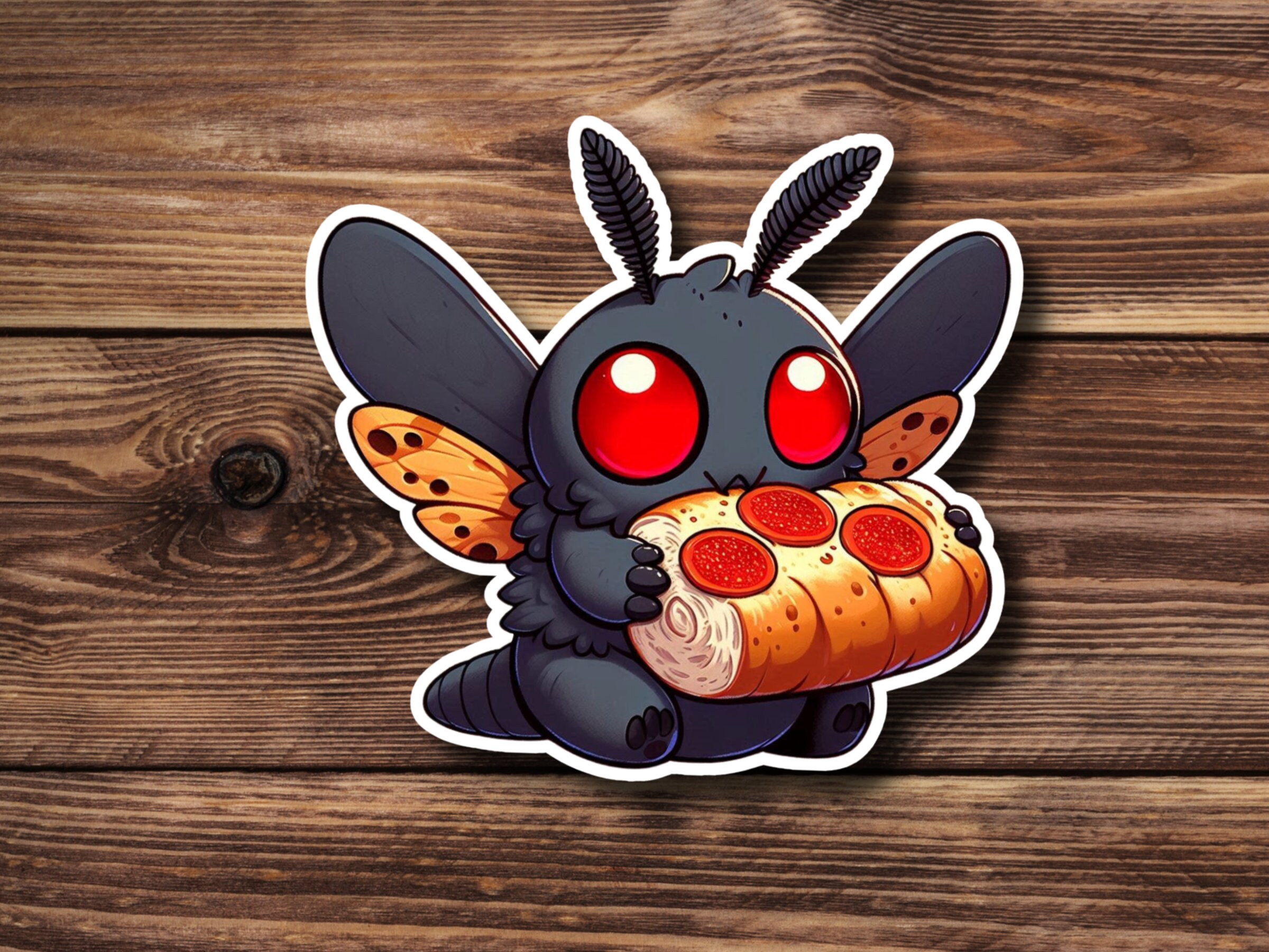 Mothman and Pepperoni Roll Sticker // Cryptid Sticker / Tumbler Sticker ...