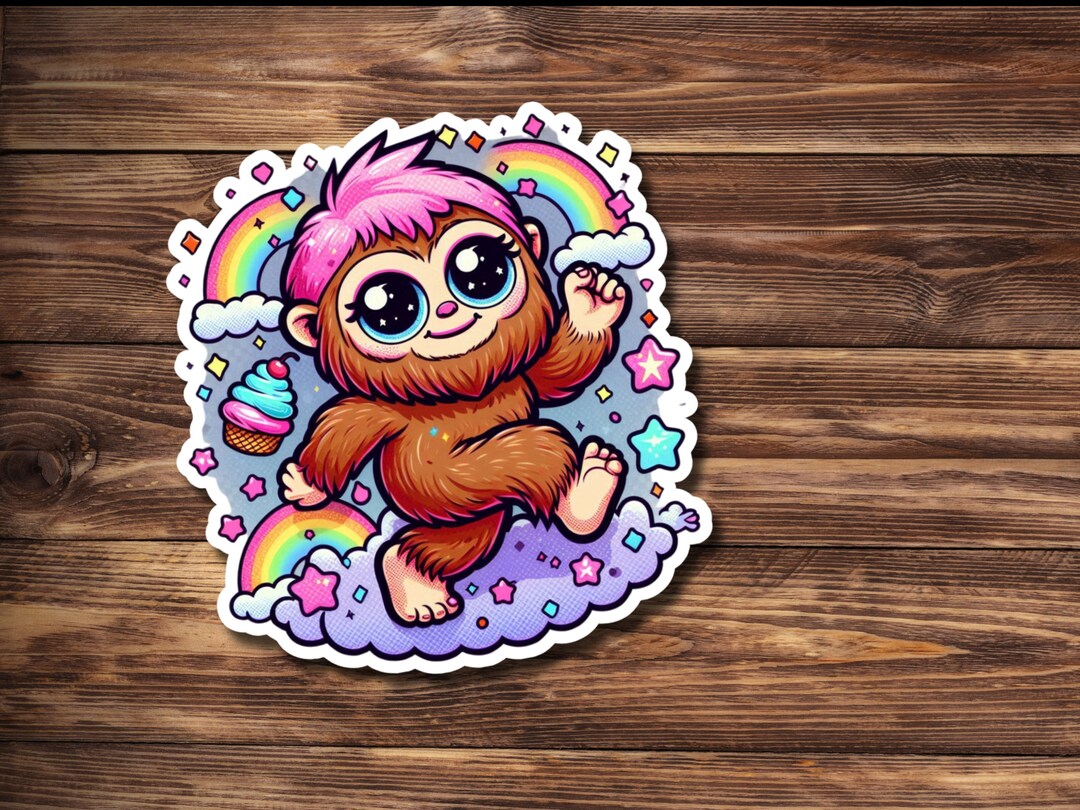 Cryptid Cuties Stickers bigfoot Inspired by Lisa Frank // Bigfoot ...