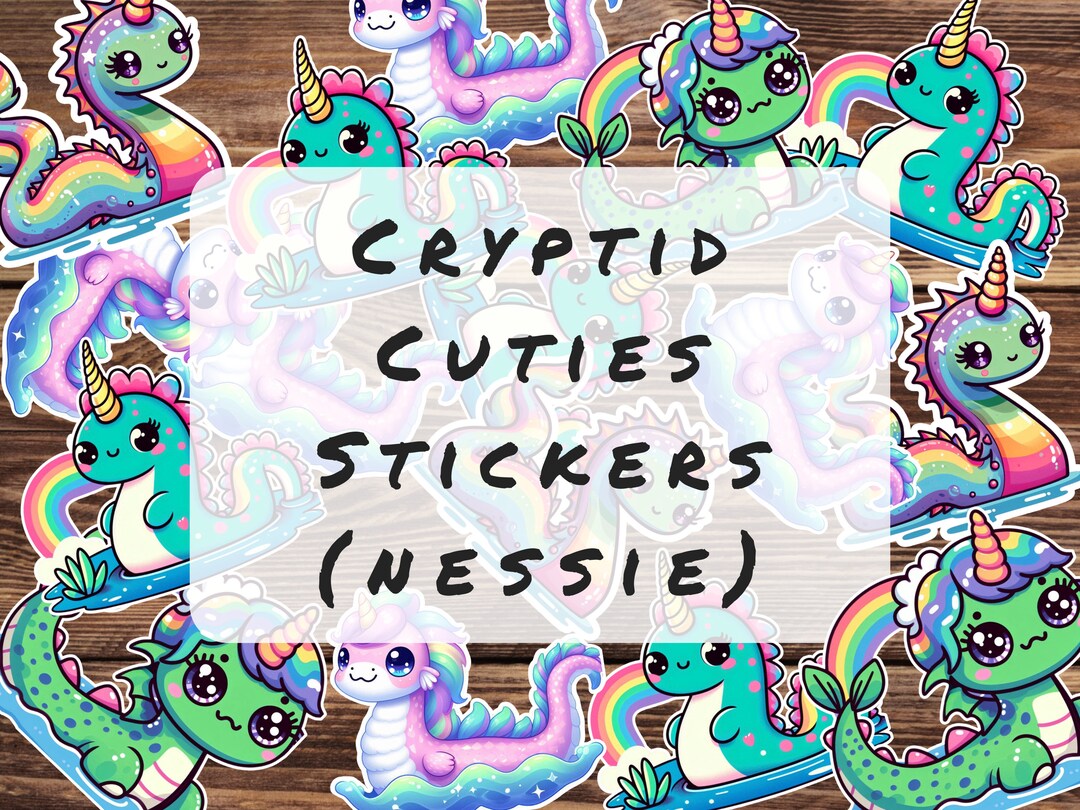 Cryptid Cuties Stickers nessie Inspired by Lisa Frank // Loch Ness Sticker / Cryptid Sticker ...