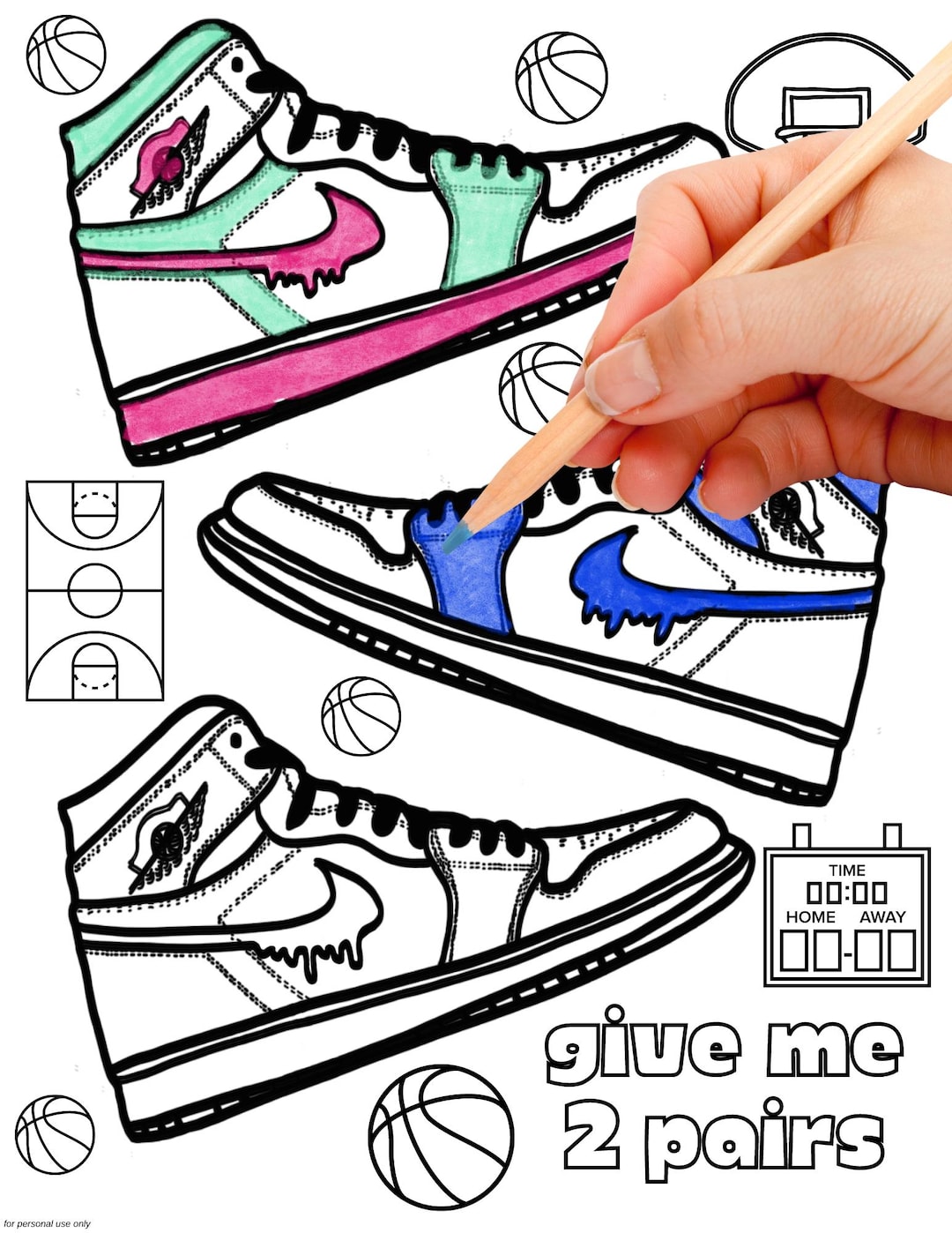 Drippy Kicks Coloring Page - Etsy