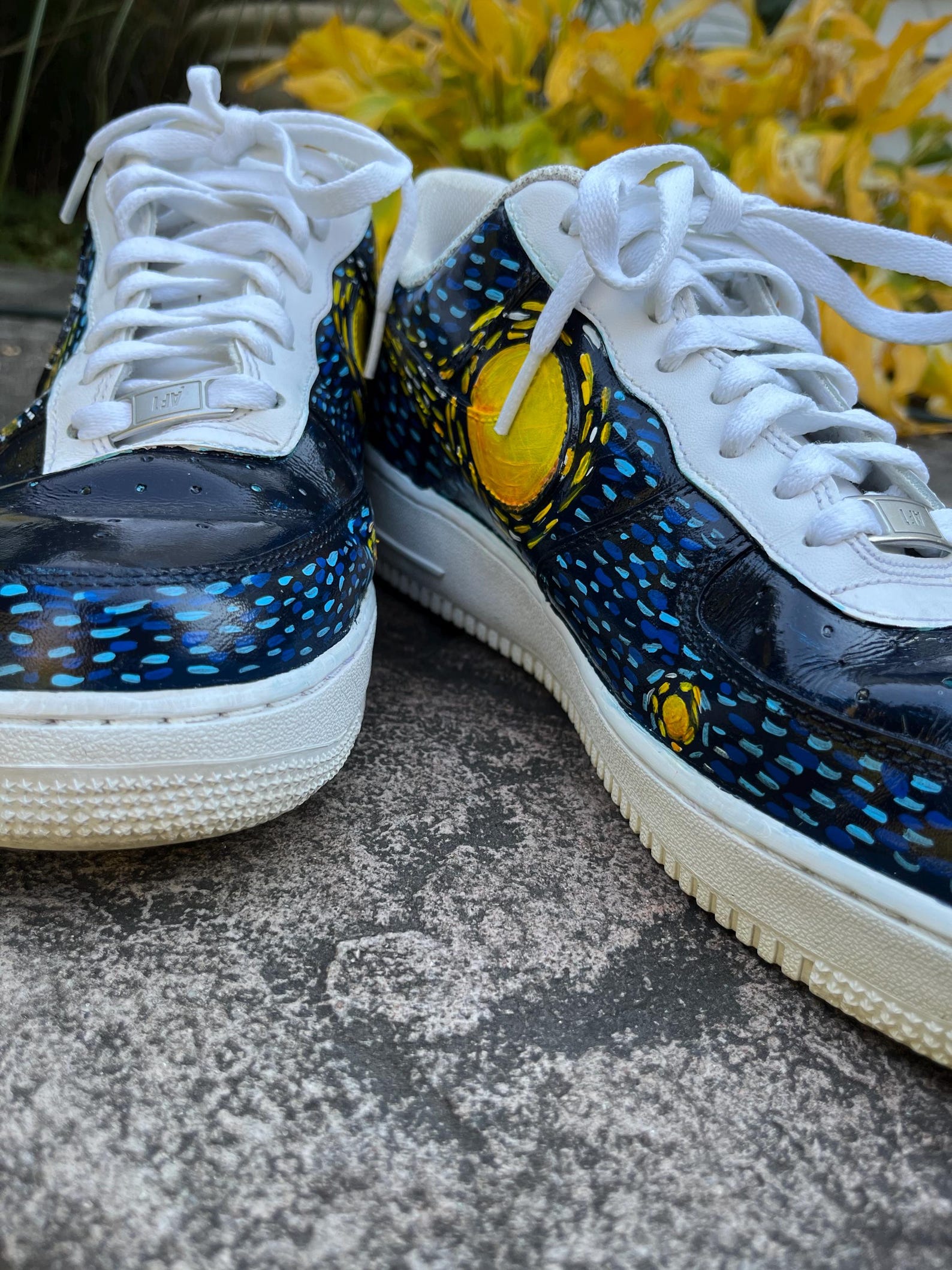 Custom Starry Night Themed Hand Painted Sneakers | Customized Leather ...