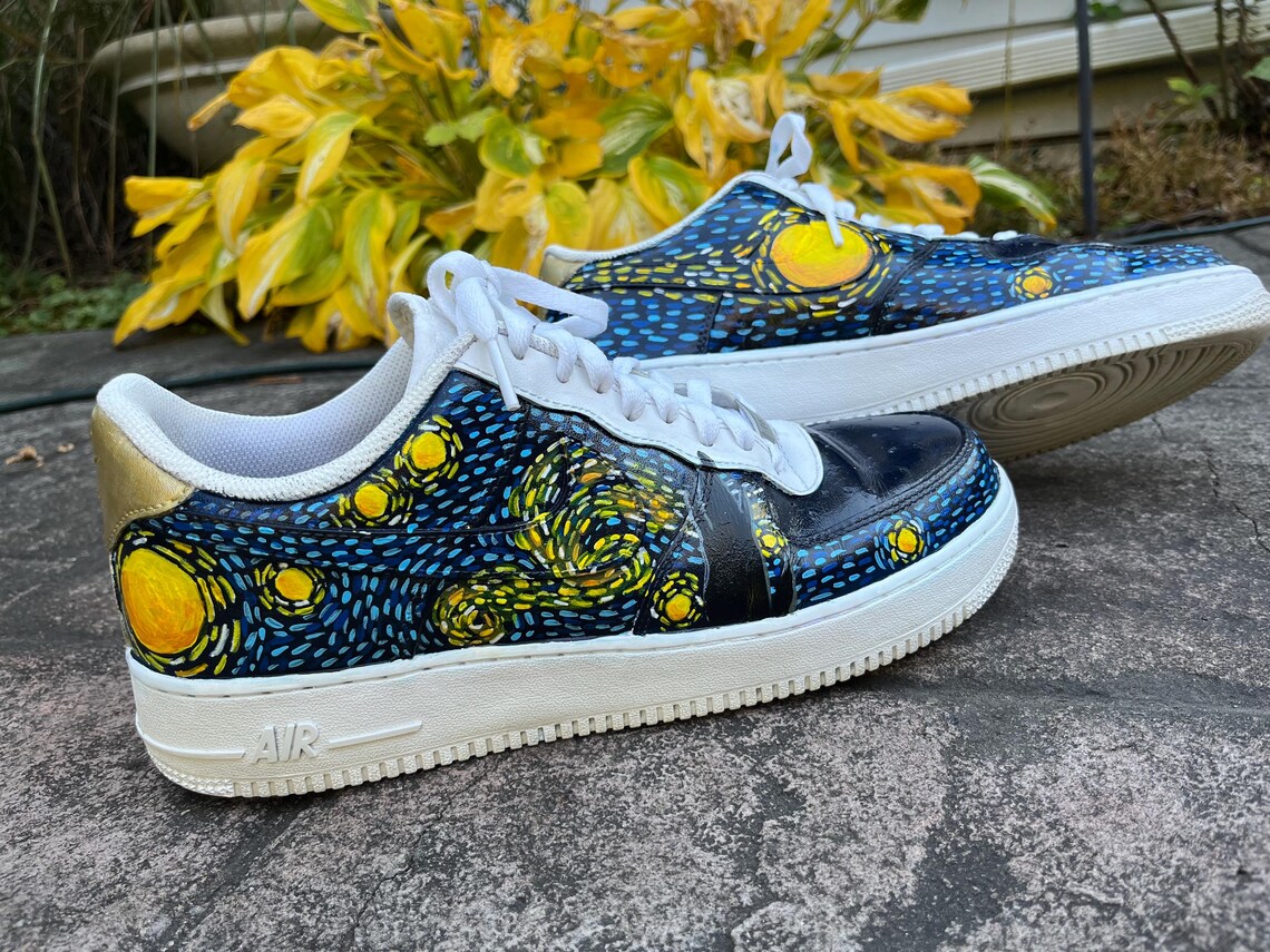 Custom Starry Night Themed Hand Painted Sneakers | Customized Leather ...