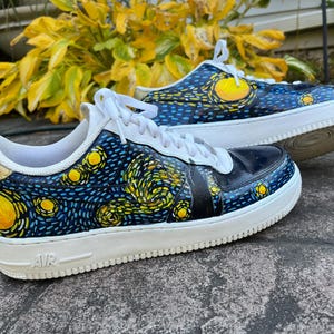 Custom Starry Night Themed Hand Painted Sneakers Customized Leather ...