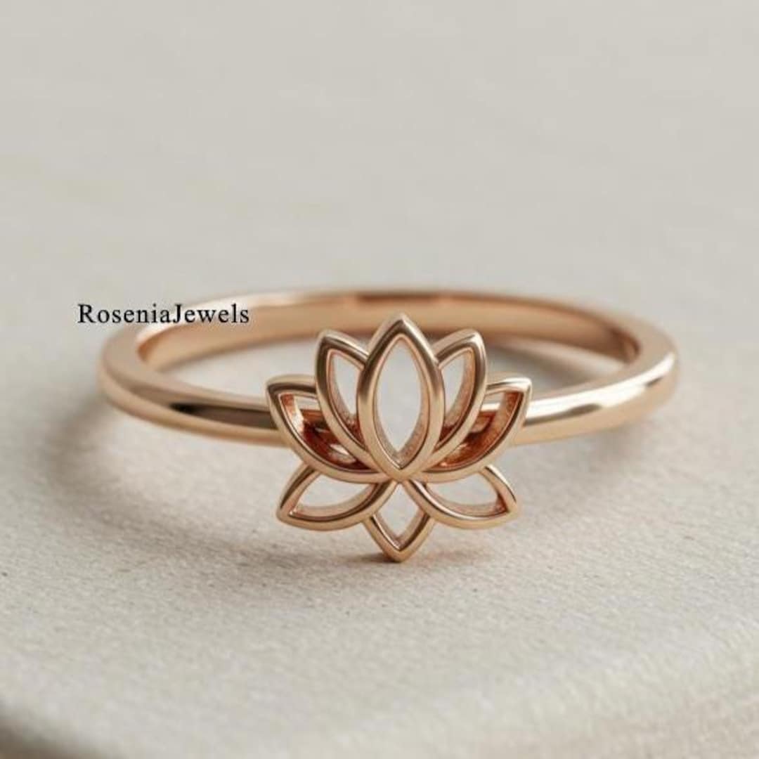 Gold Lotus Ring, Flower Ring, Lotus Ring, Flower Engagement Ring, 14K ...