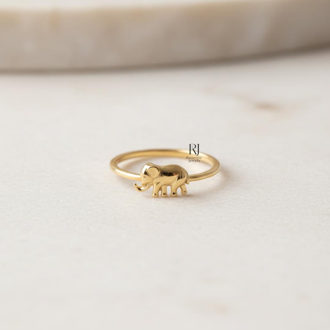 Baby Elephant Ring, Minimalist Lucky Elephant Ring, Dainty Animal ...