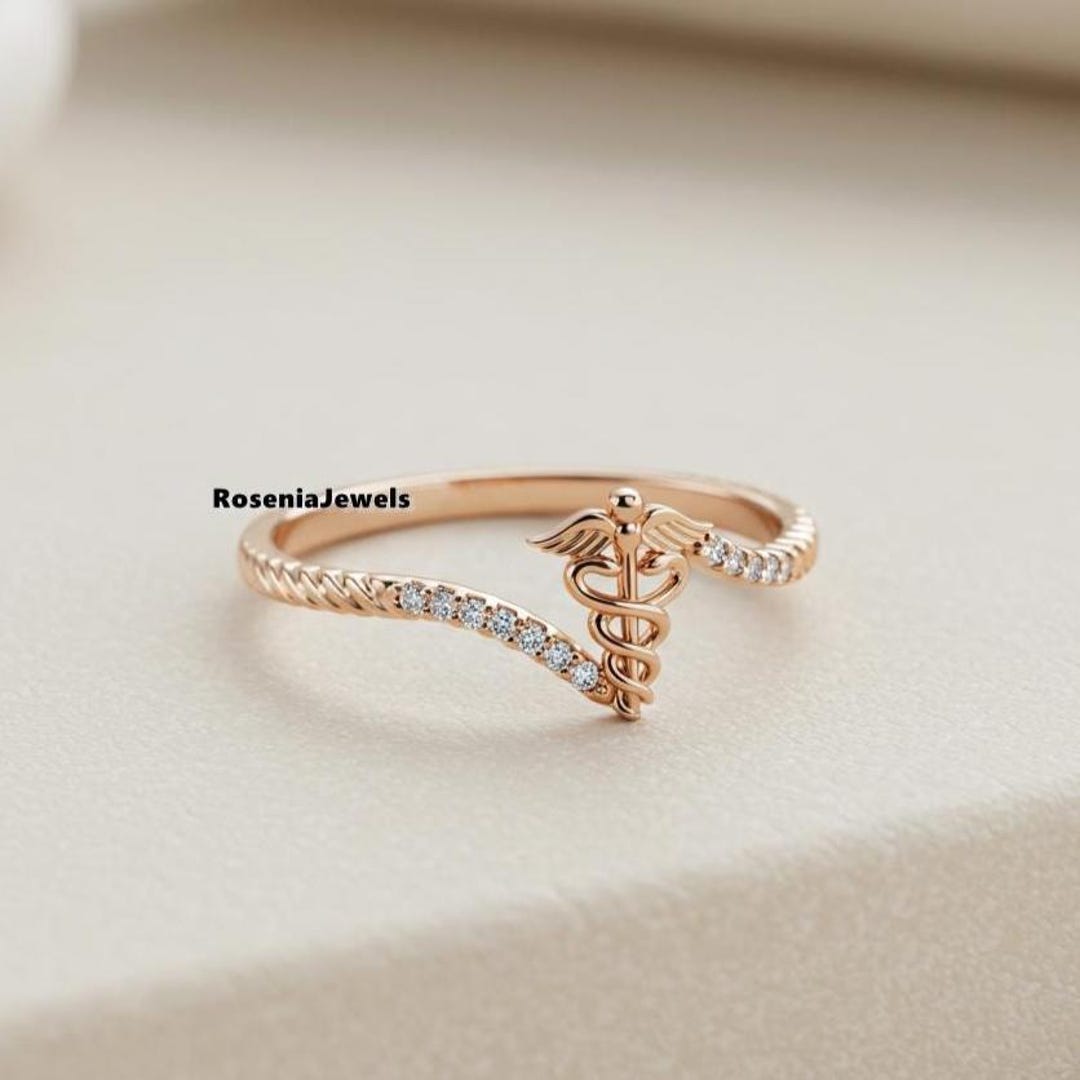 Caduceus Symbol Ring, Symbol of Medical Ring, Bypass Ring, 14K Gold ...