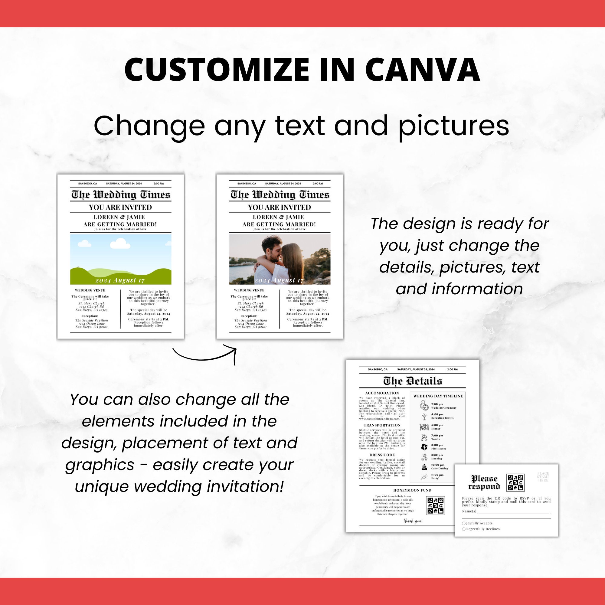 Editable Wedding Newspaper Invitation Template (digital Download) - Etsy
