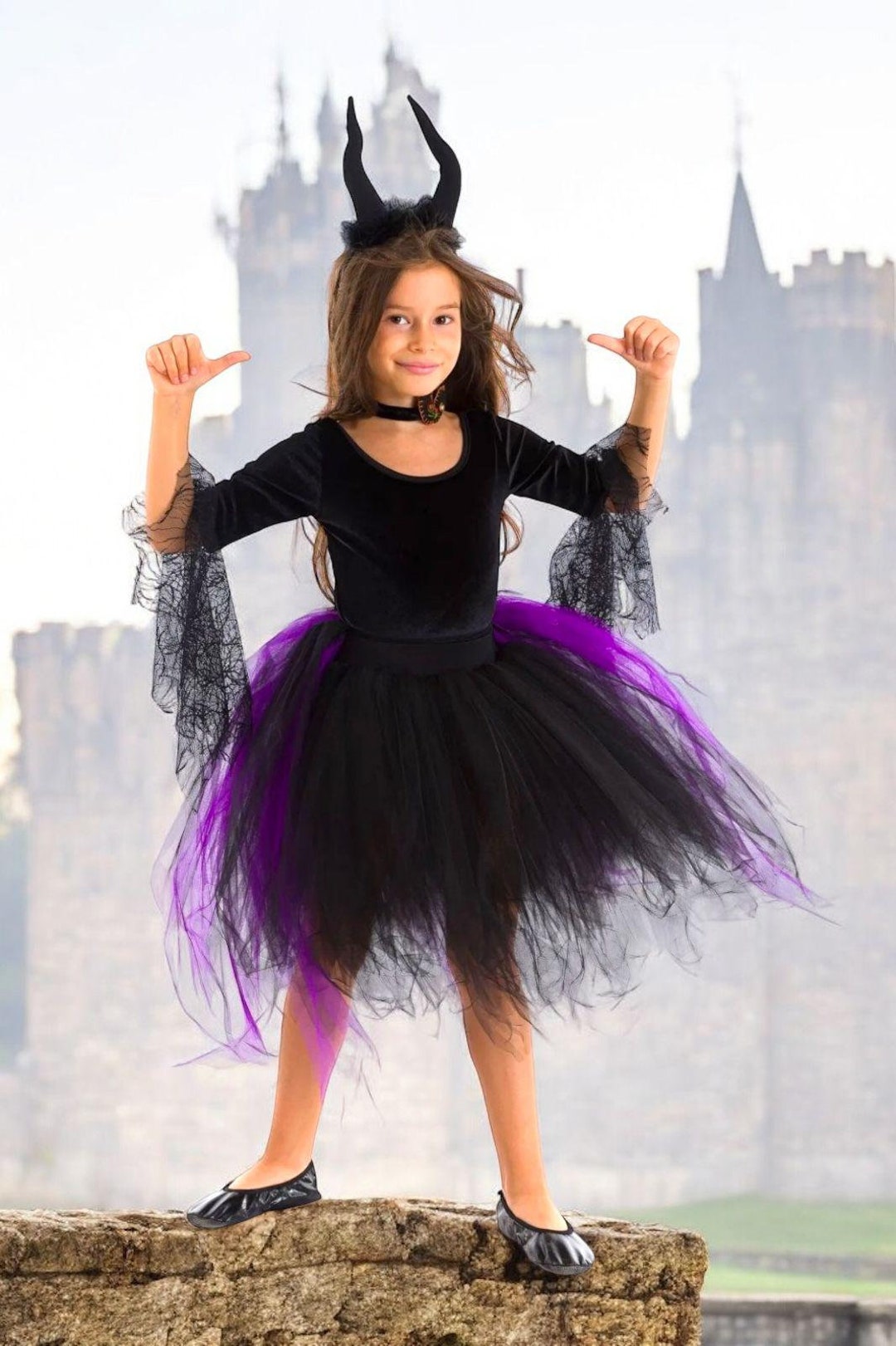 Halloween Black Maleficent Costume Girls' Party and Birthday Costume ...