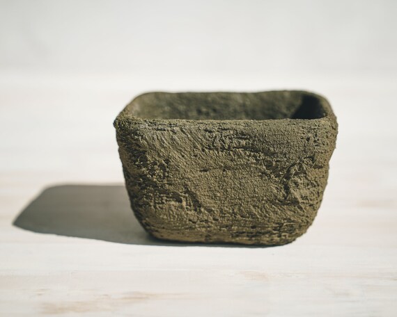 Small Rectangular Planter in Earthen Brown Concrete - Etsy