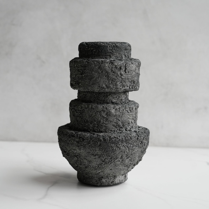 Closed Form Concrete Sculpture "dark Stone #002" - Etsy
