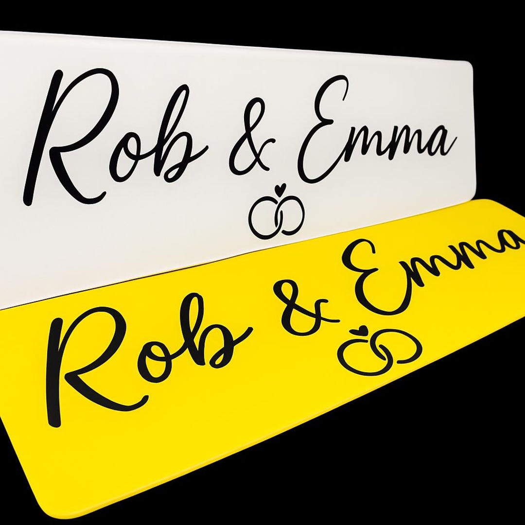 Personalised Wedding Number Plate – Decorative Car Sign in Elegant ...